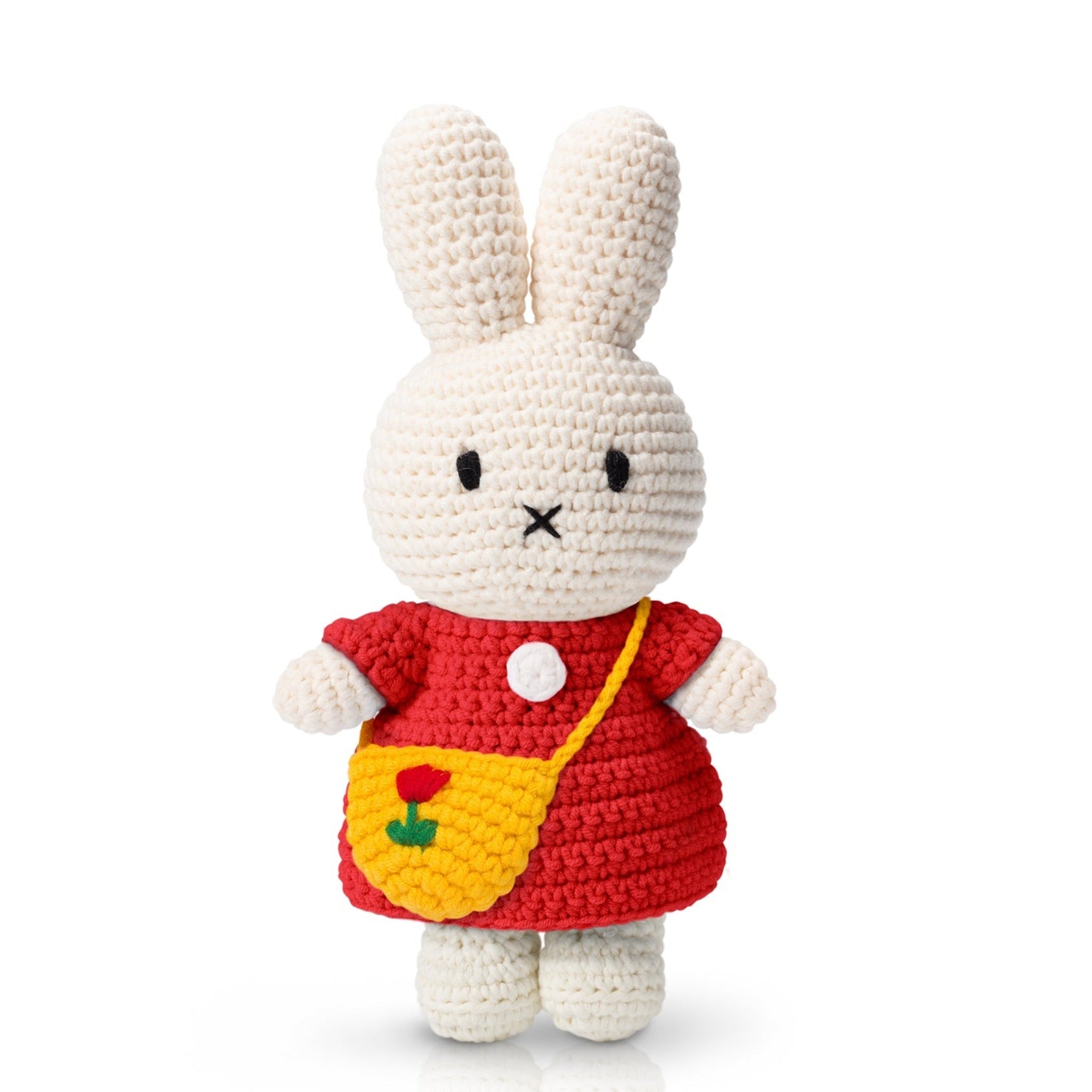 Crocheted Miffy with Red Dress Tulips Bag by Just Dutch | zillymonkey