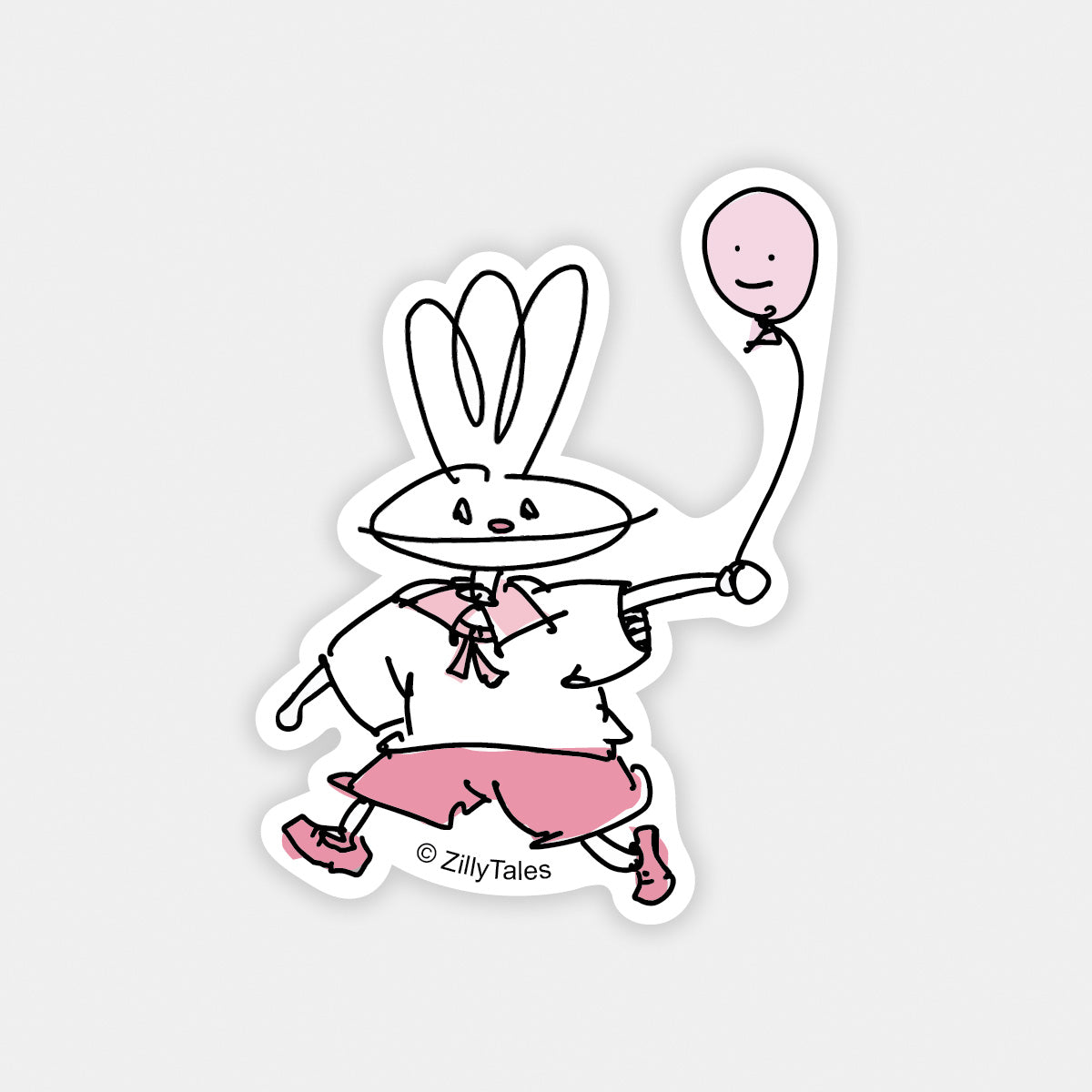 3ERS Bunny Balloon Sticker | ZillyTales Laptop & Bottle Vinyl Decal ...