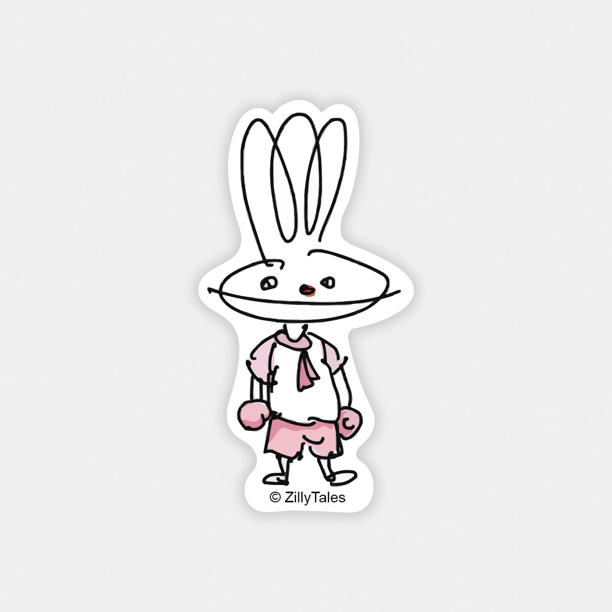 3ERS Bunny Boxing Sticker | ZillyTales Laptop & Bottle Vinyl Decal ...