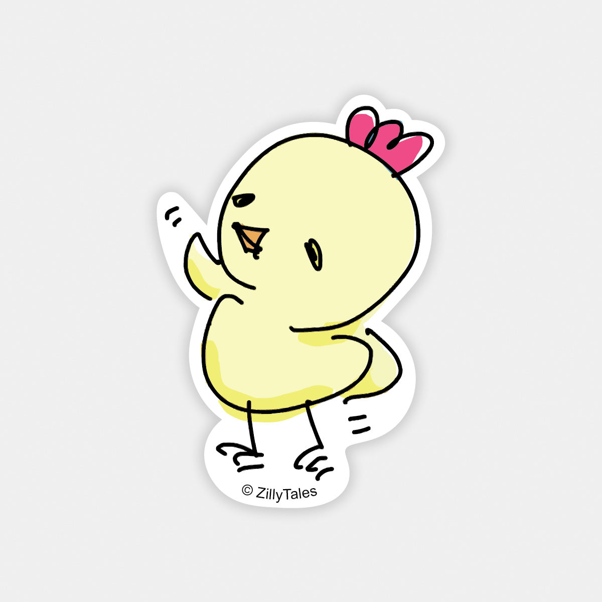 Pip the Chick Waving Goodbye Sticker | ZillyTales Laptop Bottle Decal ...