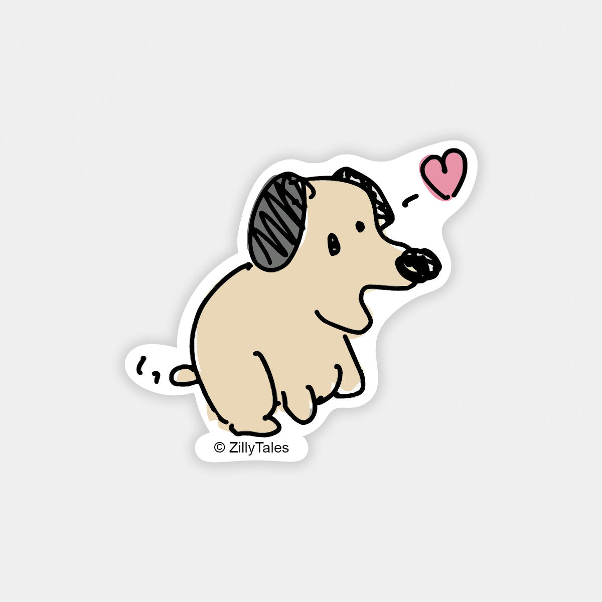 Sora Dog with Heart Sticker | ZillyTales Laptop Bottle Vinyl Decal ...