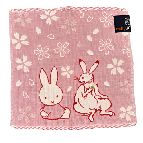 Miffy x Birds and Beasts Caricature Handkerchief - Dango Rabbit Pink ...