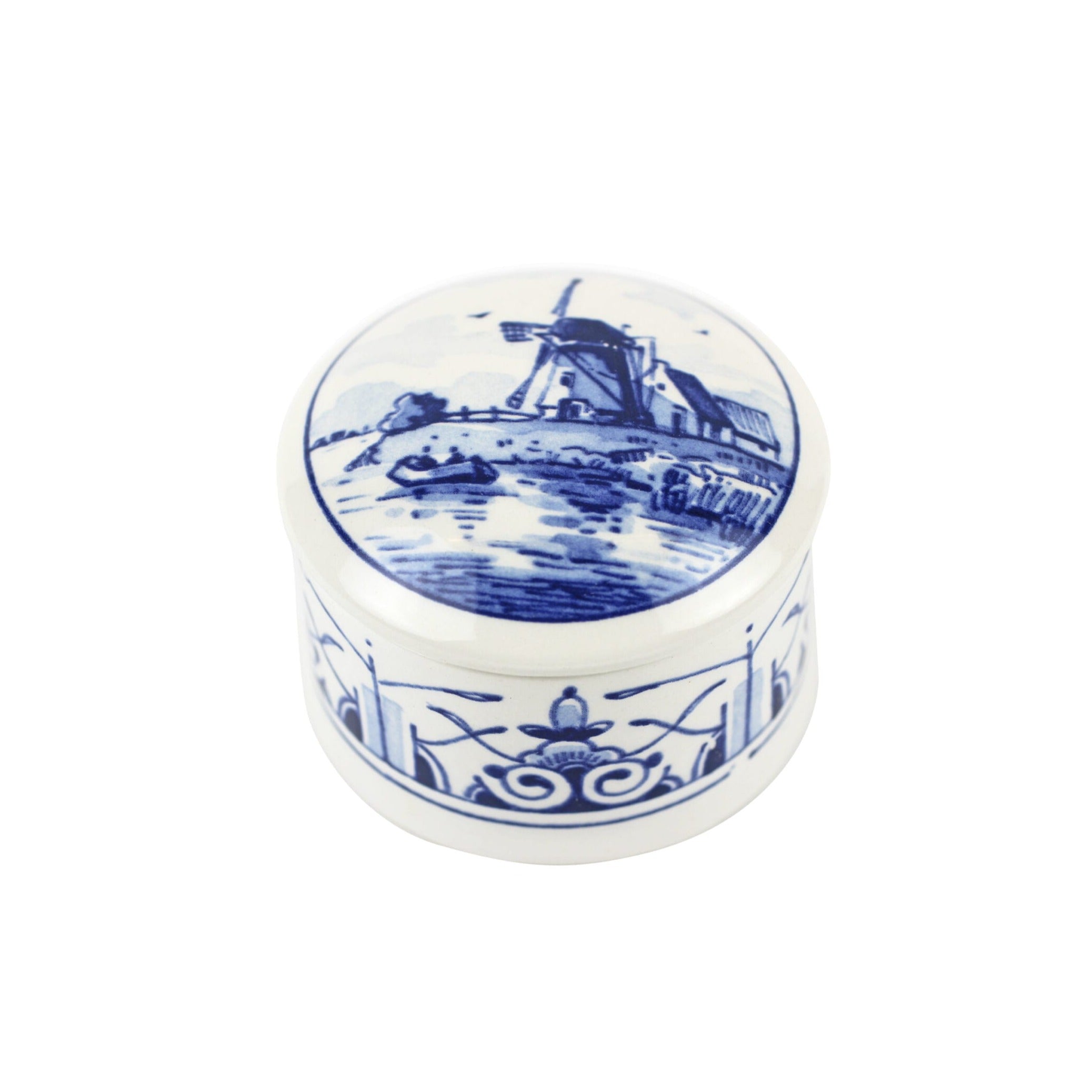 Small Round Box Windmill Delft Blue by Royal Delft | zillymonkey