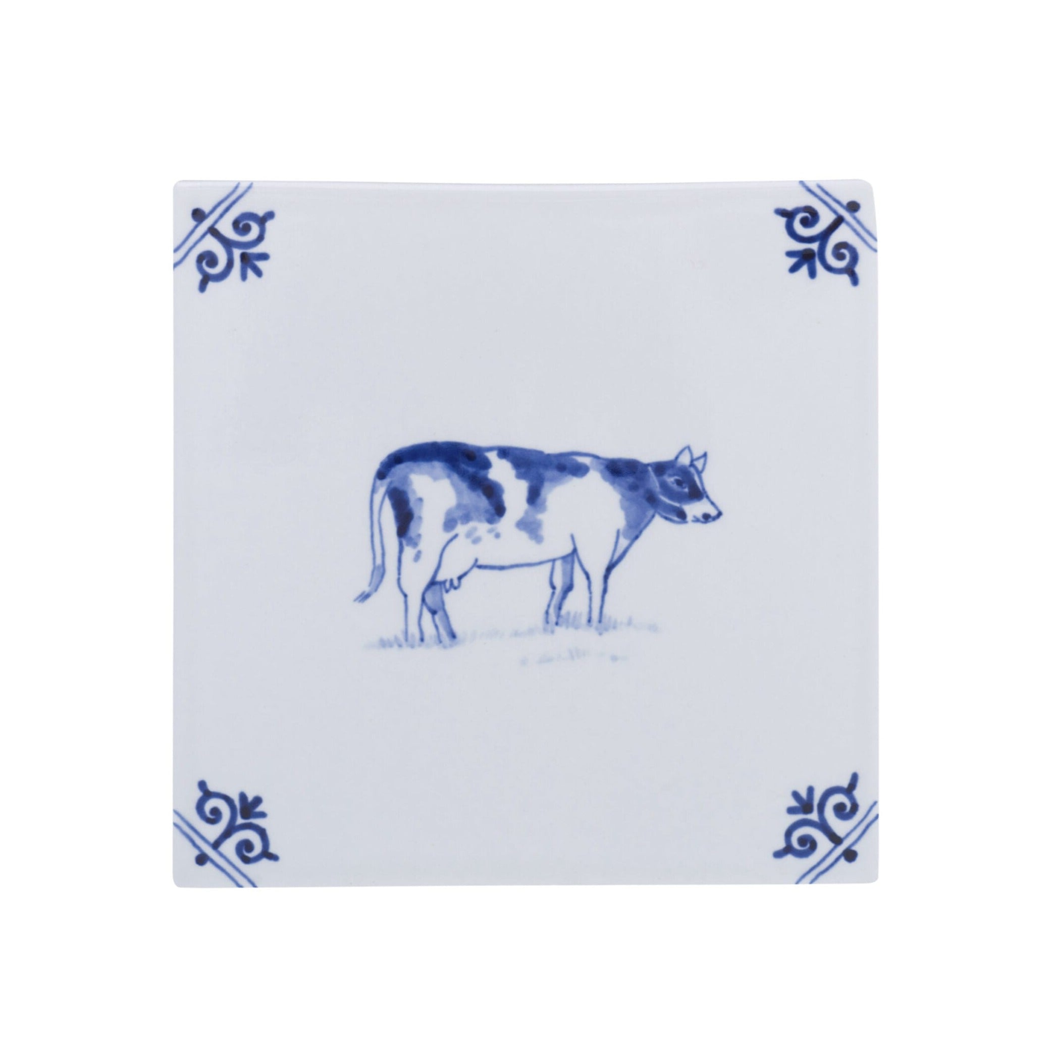 Delft Blue Tile Farm Cow Hand-Painted by Royal Delft | zillymonkey