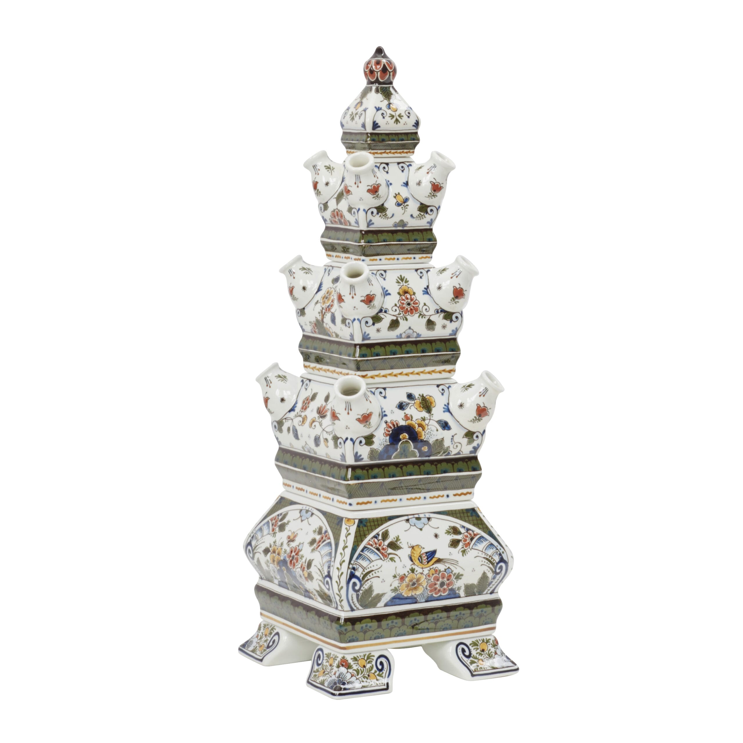 Tulip Vase Tablepiece Flower Pyramid Delft Polychrome Hand-Painted ...
