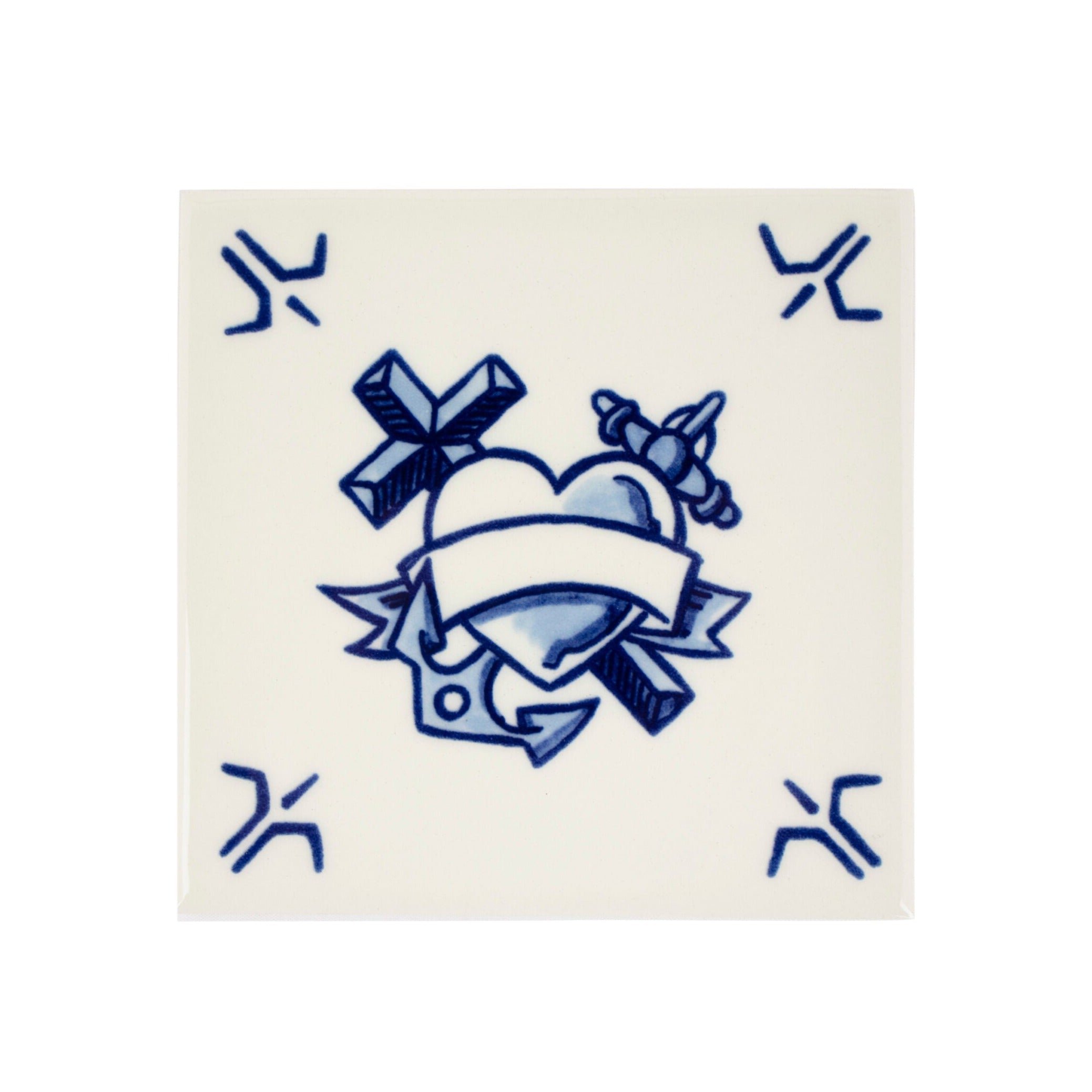 Tile Faith, Hope & Love Delft Blue by Royal Delft | zillymonkey