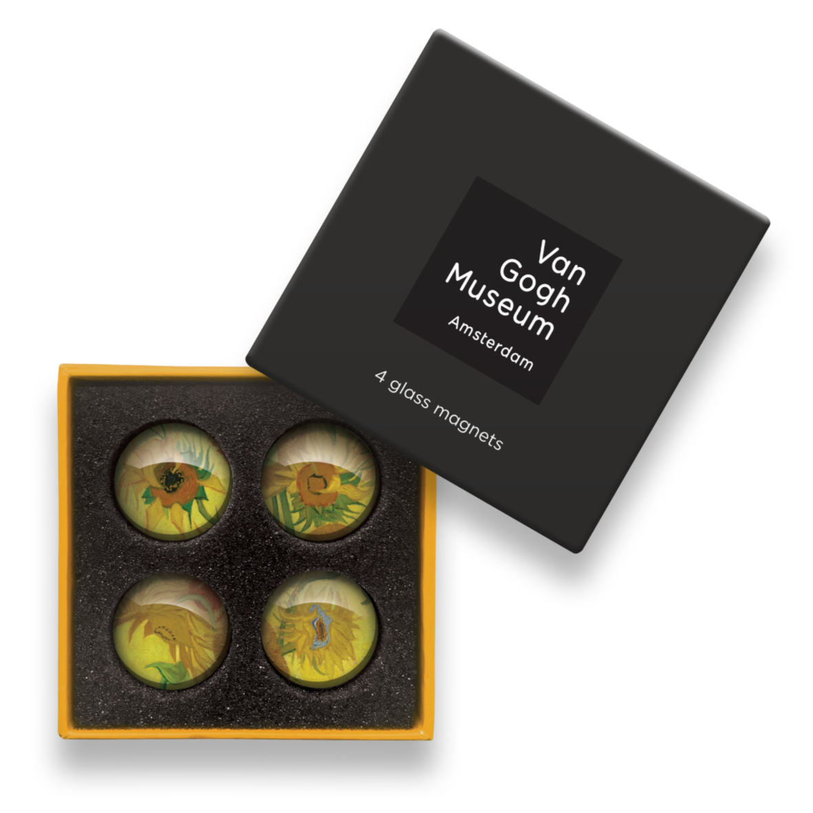 Van Gogh Sunflower Four Glass Magnet Gift Box Set MTDay | zillymonkey
